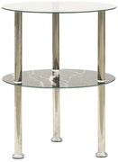 322789 2-Tier Side Table Transparent & Black 38 cm Tempered Glass