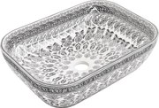 Mexen Rita, umyvadlo na desku 455x325x135 mm, bílá-černý vzor, 21084586