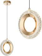 Toolight Toolight, křišťálová závěsná svítilna 20cm, 7W, 4000K, 500lm, G119-1CP, zlatá lesklá, OSW-09710