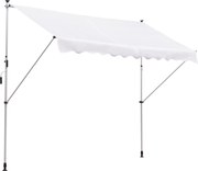Outsunny Retractable Manual Awning 300x150x170-280 cm - Balkónová Markýza s Nastavitelnou Výškou a Ochrannou Proti Slunci pro Terasu a Zahradu | Aosom