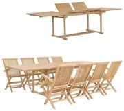 9dílný zahradní jídelní set 180–280 x 100 x 75 cm masivní teak