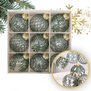 Flamenco Mystique Sada 9 ozdob v balení o velikosti 8 cm, vánoční ozdoby BSN62