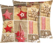 Bellatex Povláček bavlněný vánoce 2ks 40x40 cm Patchwork Hnědá,Červená