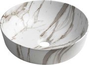 Sapho - Umyvadlo na desku Rondea, průměr 41 cm, bez přepadu, bez otvoru pro baterii, bianco carrara AR445BC
