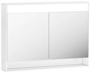 Ravak Step - Zrcadlová skříňka MC, 100x74x15 cm, 2 dvířka, s LED osvětlením, lesklá bílá X000001421