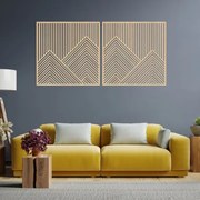 dřevěná nástěnná dekorace – geometrické horské linie (2 ks) | SENTOP HDF0481