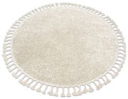 Kulatý koberec BERBER 9000, krémový - střapce, Berber, Maroko, Shaggy