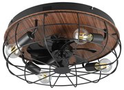 Matně černé/hnědé stropní svítidlo na dálkové ovládání/s ventilátorem Trondheim – Reality
