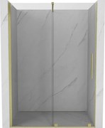 Mexen Velar posuvné sprchové dveře 140 cm, transparentní, kartáčované zlaté - 871-140-000-01-55