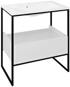 Sapho, SKA konzole pod umyvadlo se zásuvkou 750x850x460mm, černá mat/bílá lesk, SKA602