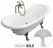 Besco Volně stojící vana ze sanitárního kompozitu Amelia 190x77 bez přepadu Typ a barva výpustě: bez odpadového sifonu, Barva podpěrných nožek: Bílá