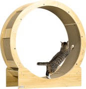 PawHut Cat Exercise Wheel 91 cm průměr - Kočičí kolo s brzdou a škrabacím panelem, Treadmill pro kočky na hubnutí a zdraví, Dub | Aosom