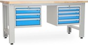 Dílenský stůl Solid OAK-34, 180 cm, 2 závěsné boxy, dub
