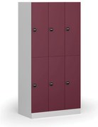 Šatní skříňka S1 s úložnými boxy, 6 boxů, 1850 x 900 x 500 mm, demont, RFID zámek, červené dveře