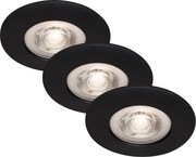 Briloner Vestavná LED svítidla Kulana sada 3 ks, 4,9W, 480 lm, 3000 K, černá