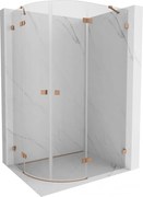 Mexen Lunar, půlkruhový sprchový kout naklápěcí vpravo 80 x 70 cm, 8mm čiré sklo, profil měděná matná, 833-080P-070L-65-00