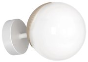 Nástěnné svítidlo Sfera, 1x bílé skleněné stínítko, w/dřevo
