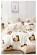Žluté prodloužené povlečení na dvoulůžko z bavlny Renforcé s prostěradlem/4dílné 200x220 cm Double Heart – Mila Home