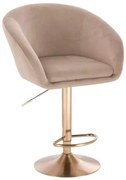 LuxuryForm DESIGN Barová židle VENICE VELUR na zlaté kulaté podstavě - latte