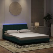 Rám postele s LED osvětlením bez matrace Hanko tmavě zelený 160 x 200 cm samet 3213790