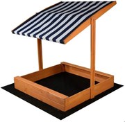 Dětské dřevěné pískoviště se stříškou Baby Mix 120x120 cm modro-bílé