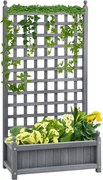 Outsunny Vyvýšená zahradní bedýnka s treláží – Dřevěná treláž s podporou pro popínavé rostliny, 64 x 28 x 120 cm | Aosom