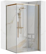 Čtvercový sprchový kout REA SOLAR 90x90 cm, zlatý/transparent + vanička Savoy černá