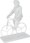 Bílá dekorativní soška opice na kole Monkey Bike - 25*13*33 cm