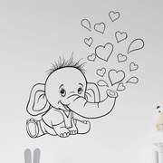 Živá Zeď Samolepka na zeď Slůně lásky Barva: černá