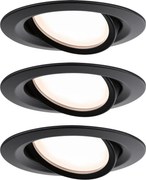 P 93082 LED vestavné svítidlo Nova Plus Coin základní sada výklopné IP65 kruhové 93mm 30° Coin 3x6W 230V stmívatelné 2700K černá mat - PAULMANN