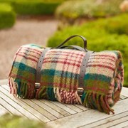 Pikniková vlněná deka Polo Thistleberry, kožené popruhy, 183x150 cm Tweedmill