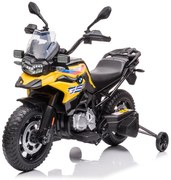Dětská elektrická motorka BestBerg BBCC-80Y – BMW F 850 GS / nosnost 30 kg / Li-Ion baterie / žlutá