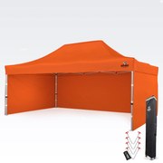 BRIMO Zahradní nůžkový stan 4x6 m Premium (Alu) s 3 stěnami – Rychlorozkládací - s 3 stěnami - Oranžová P. Alu
