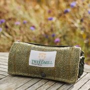 Pikniková tvídová deka Walker Olive Herringbone 66 x 98 cm Tweedmill