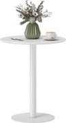 HOMCOM Jídelní Stůl, Kulatý Kuchyňský Stůl pro 2 Osoby, Moderní Jídelní Stůl do Obývacího Pokoje, Zahrady, Ocel, Ø60 x 72 cm, Bílý | Aosom