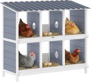 PawHut zvýšený dřevěný hnízdící box pro slepice — 6 přihrádek, 4 bidla, 102 × 50 × 91 cm | Aosom