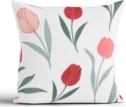 MK Lůžkoviny Bavlněný povlak na polštář Renforcé 40 x 40 cm - Květy tulipánů červené