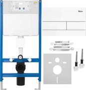 Rea Rea, Podomítkový WC systém K011A-Q + bílé skleněné tlačítko typ T, KPL-E0052