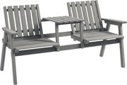 Zahradní lavice Outsunny se stolkem, sezení, zahradní nábytek, s otvorem na slunečník, lavice, 2 židle, masivní dřevo, šedá, 152 x 70 x 83 cm | Aosom