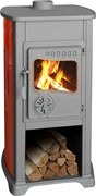 Krbová kamna Bella Thalia, 5,4 kW, 120 mm, červená, litina/šamot