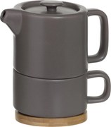 Konvice čajová s šálkem NATURAL, 400 ml, barva šedá