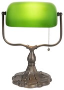 Zelená bankovní lampa tiffany Steven – 27x20x36 cm