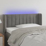 Čelo postele s LED světle šedé 83 x 16 x 78/88 cm samet