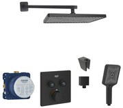 SANITINO - Sprchový set s termostatem a tělesem pod omítku Grohe, příslušenství kielle, matná černá SANI21GKK402