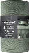 Zelený sametový set přehozu a povlaku na polštář 240x260 cm Solange – douceur d'intérieur