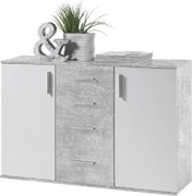 Komoda, bílá/beton, POPPY 5