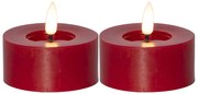 STAR TRADING Čajová LED svíčka Flamme Flow Red 7 cm – set 2 ks, červená barva, vosk