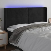 Čelo postele s LED černé 183 x 16 x 118/128 cm samet
