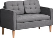 HOMCOM 2místná látková pohovka Dvoumístná pohovka s odnímatelnými polštáři z kaučukovníku a bavlny v šedé barvě 117x62x78 cm do obývacího pokoje