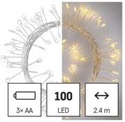 Vánoční osvětlení EMOS D3FW01 100LED nano řetěz stříbrná 2,4m teplá bílá s časovačem